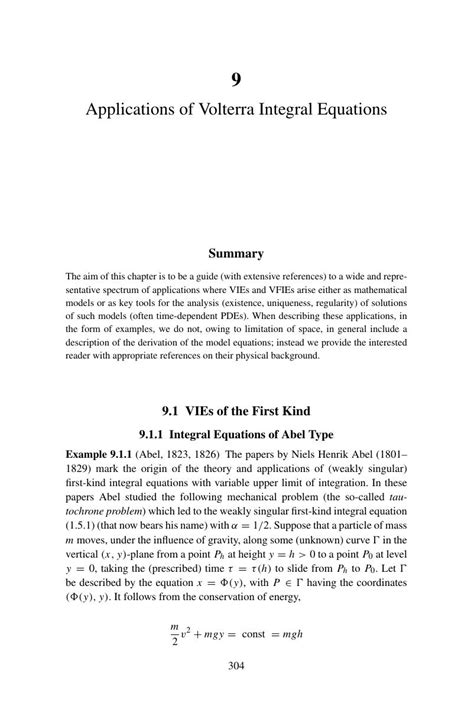 Applications Of Volterra Integral Equations Chapter 9 Volterra Integral Equations