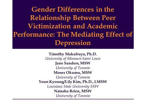 Pdf Gender Differences In The Relationship Between Peer Victimization And Academic Performance