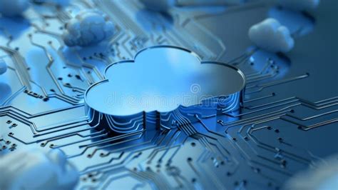 Digital Cloud Infrastructure Represented On High Tech Circuitry Generative Ai Stock Image