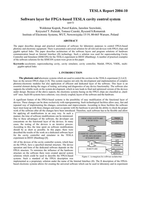 Pdf Software Layer For Fpga Based Tesla Cavity Control System