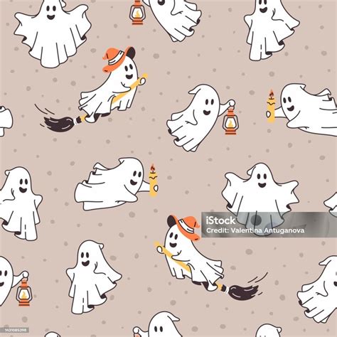 천에 귀여운 유령 할로윈 무서운 유령 괴물 만화 짜증나는 캐릭터 원활한 패턴 0명에 대한 스톡 벡터 아트 및 기타 이미지 0명 10월 곤충 Istock