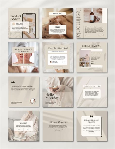 Skincare Instagram Post Templates Package Skincare Carorsel Templates Skincare Marke