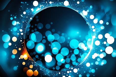premium photo city blurring lights circular bokeh on blue abstract