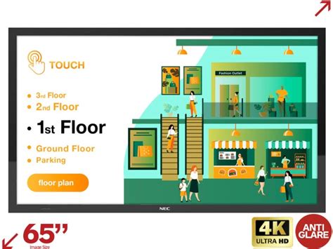 nec multisync® m651 pcap 60005341 65” 4k large format touch display
