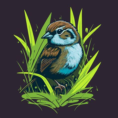 Sparrow Bird Logo Design Mascot Illustration Badges Stock Vector