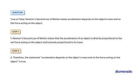 solved true or false newton s second law of motion states