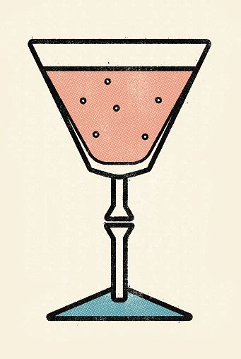 크리스탈 유리에 클래식 칵테일 올드 스쿨 프린트 하프톤 점선 오프셋 프레스 더러운 거친 만화 프린트 스타일 비치 바 이벤트 포스터 또는 클럽 메뉴 음료 광고 웹 사이트 또는