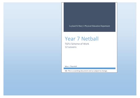 Tgfu Netball Scheme Of Work Year 7 Teaching Resources