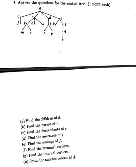 Solved 4 Answer The Questions For The Rooted Tree 1 Point