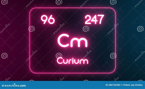 Modern Periodic Table Curium Element Neon Text Illustration Stock