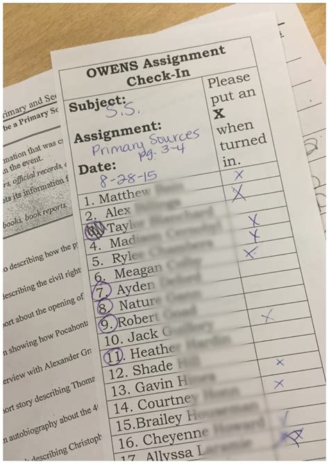 A Crafty Teacher Assignment Check In Slips