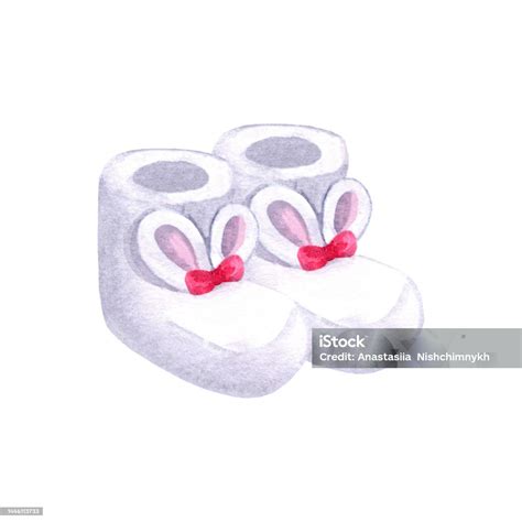 여자를 위한 분홍색 활을 가진 아기 부츠 흰색 배경에 격리된 예술 수채화 그림 엽서 초대장 신생아 제품 인쇄용 개인 장식품에 대한 스톡 벡터 아트 및 기타 이미지 Istock