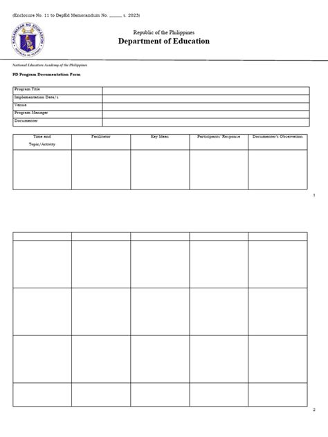 Po Enclosure No 11 Pd Program Documentation Form Pdf