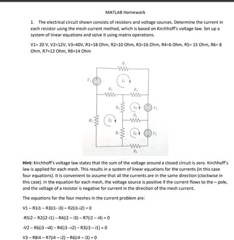 Solved Matlab Homework 1 The Electrical Circuit Shown