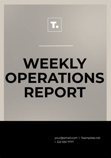 Weekly Operations Report Template Edit Online And Download Example