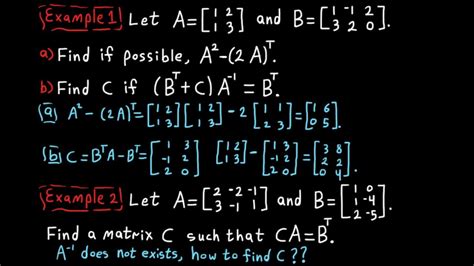 Matrix Inverse And Transpose Examples Youtube