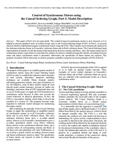 Pdf Control Of Synchronous Motors Using The Causal Ordering Graph