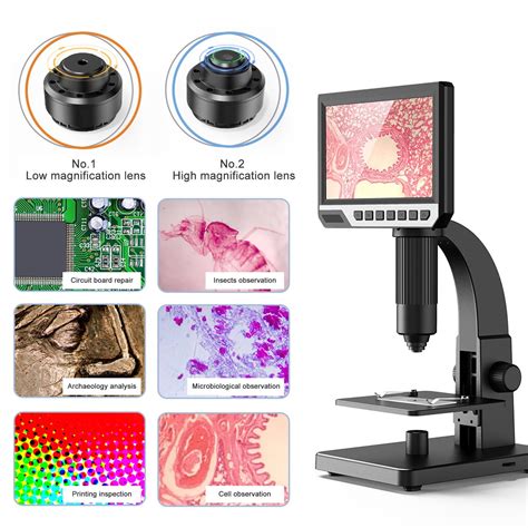 12mp 2000x Magnification Digital Usb Microscope Camera With Video Recording 7 Inch Ips Screen