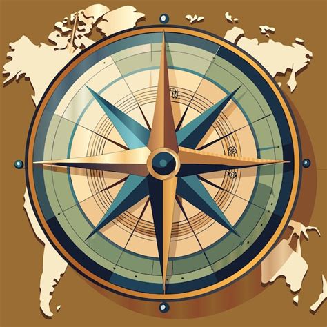 Premium Vector A Map Of The World With A Compass And The Compass