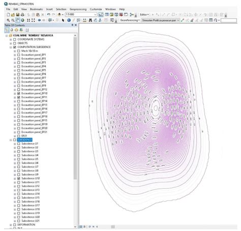 Interpolation Of Subsidence Contour Lines After Mining Excavation