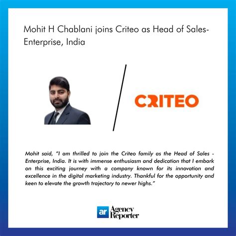 Agency Reporter On Linkedin Congratulations Mohit H Chablani ♛ Criteo