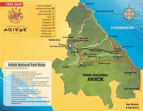 Aruba Arikok National Park Trail Map Aruba Hiking Trails Aruba