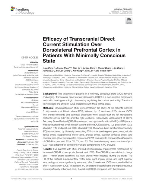 Pdf Efficacy Of Transcranial Direct Current Stimulation Over Dorsolateral Prefrontal Cortex In