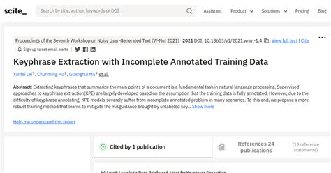 Keyphrase Extraction With Incomplete Annotated Training Data Scite