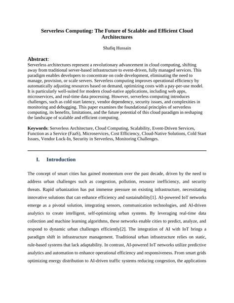 Pdf Serverless Computing The Future Of Scalable And Efficient Cloud