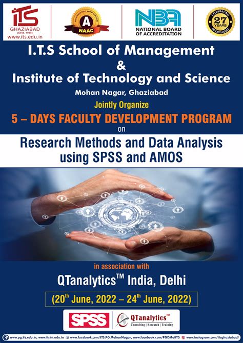 5 Days Fdp On Research Methods And Data Analysis Using Spss And Amos At Its School Of