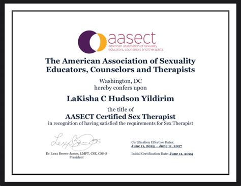 I Have Earned Aasect Certification As A Sex Therapist This Has Been A