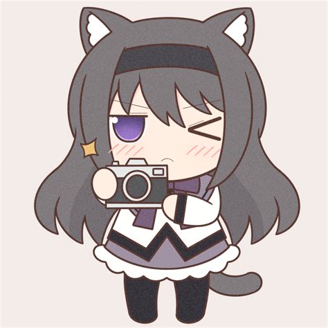 Safebooru O 1girl Akemi Homura Animal Ears Black Hair Black
