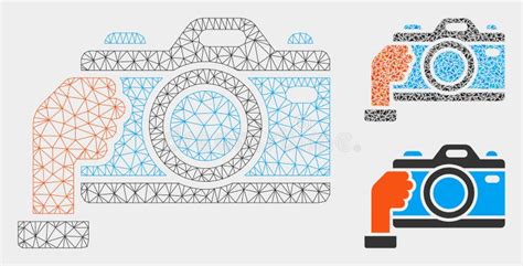 Hold Camera Vector Mesh Network Model And Triangle Mosaic Icon Stock Vector Illustration Of