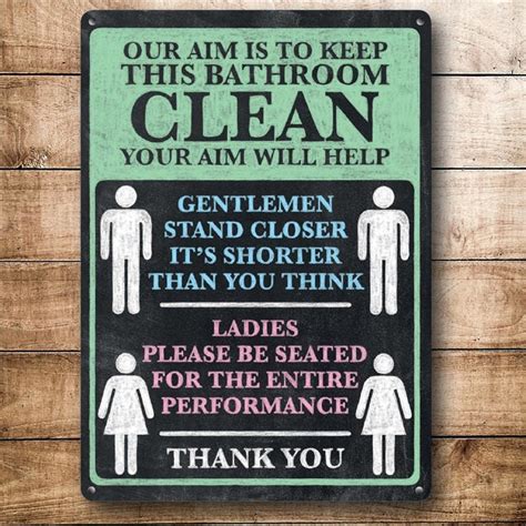 Keep Bathroom Clean Funny Toilet Notice Metalsteel Wall Sign Etsy