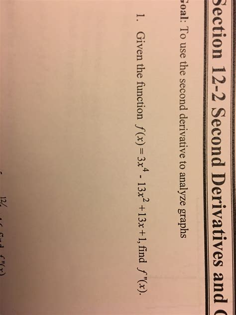 Solved Section Second Derivatives And Oal To Use The Chegg Com