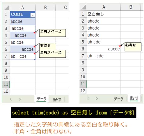 Sqlでexcelの集計を簡単・楽しく Trim関数 Excelが大好きだ! Sqlでexcelの集計を簡単・楽しく Trim関数 Excelが大好きだ!
