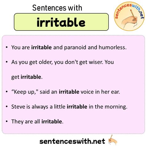Sentences With Irritable Sentences About Irritable In English