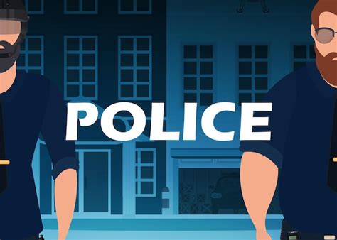 Un Policier Dans Un Gilet Pare Balles Devant Un Poste De Police