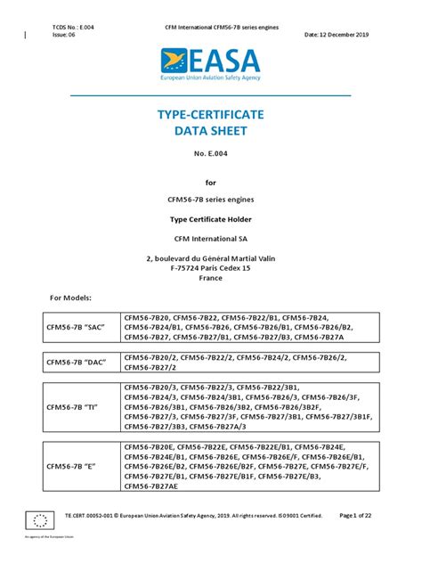 Easa E 004 Tcds Issue 06 Pdf Rotating Machines Engines