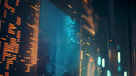 Abstract Technology Futuristic Digital Concept Square Pattern Footage With Lighting Glowing