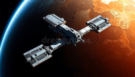 Space Station Orbiting Earth Futuristic Technology And Cosmic Exploration View Generative Ai