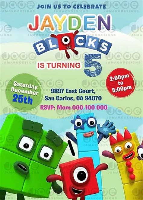 Numberblocks Birthday Invitation Jamakodesigns Unique Invitations Birthday Invitations