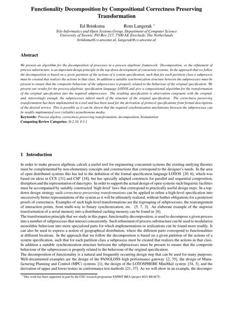 PDF Functionality Decomposition By Compositional Correctness Preserving Transformation