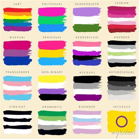 Sexual Identity Pride Flags Set Lgbt Symbols Flag Gender Sexe