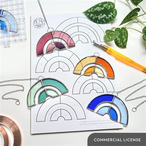 Stained Glass Half Circle Pattern Commercial License Digital Download