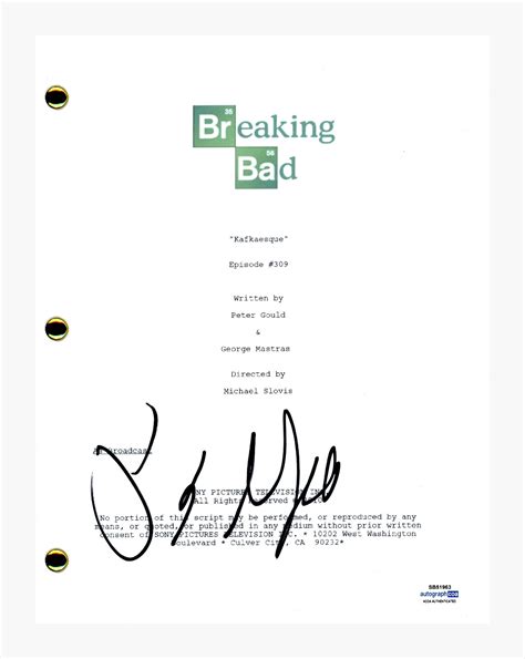 Peter Gould Signed Breaking Bad Kafkaesque Episode 309 Script Writer