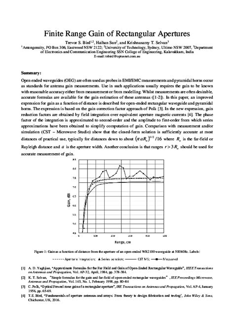 Pdf Finite Range Gain Of Rectangular Apertures