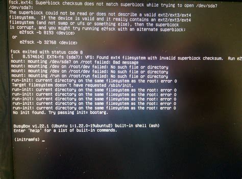 Hard Disk Cant Load Ubuntu Superblock Checksum Does Not Match
