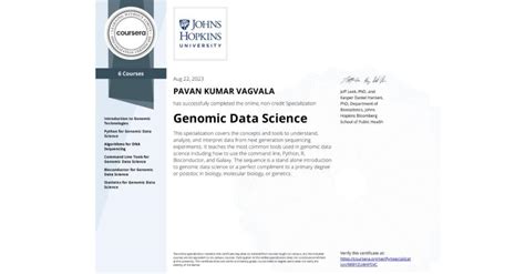 pavan kumar vagvala on linkedin completion certificate for genomic