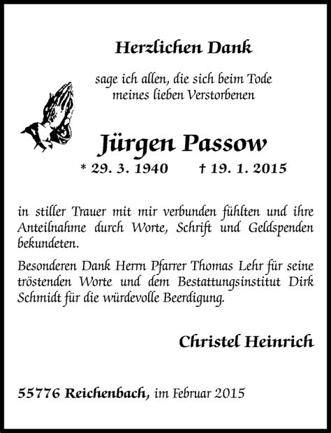 Traueranzeigen Von Jürgen Passow Rz Trauer De